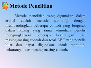 Jurnal ABC (Activity-Based Costing) dalam Keputusan harga Kompetitif) | PPT