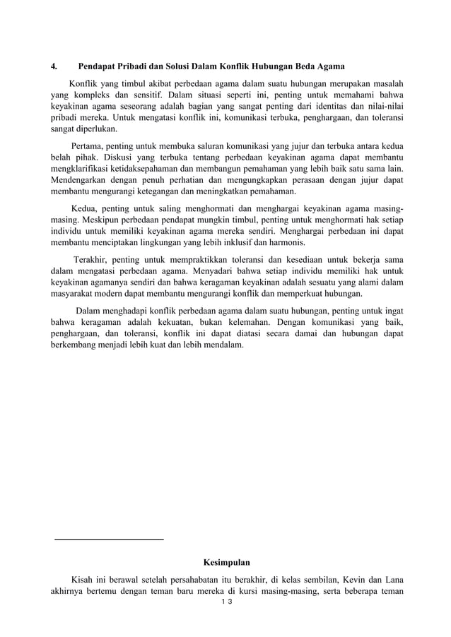 KONFLIK PERBEDAAN AGAMA DALAM SUATU HUBUNGAN | PDF