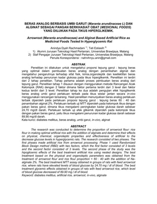 Jurnal beras analog umbi garut | PDF