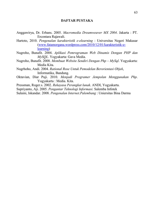 Sistem E-learning Berbasis Web Pada SMA Muhammadiyah Pagaralam | PDF