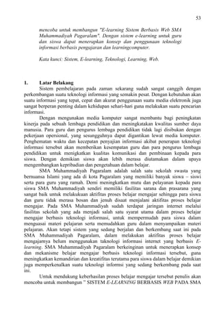 Sistem E-learning Berbasis Web Pada SMA Muhammadiyah Pagaralam | PDF