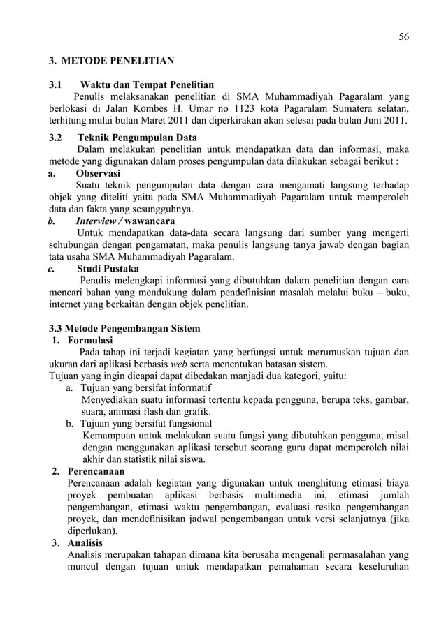 Sistem E-learning Berbasis Web Pada SMA Muhammadiyah Pagaralam | PDF