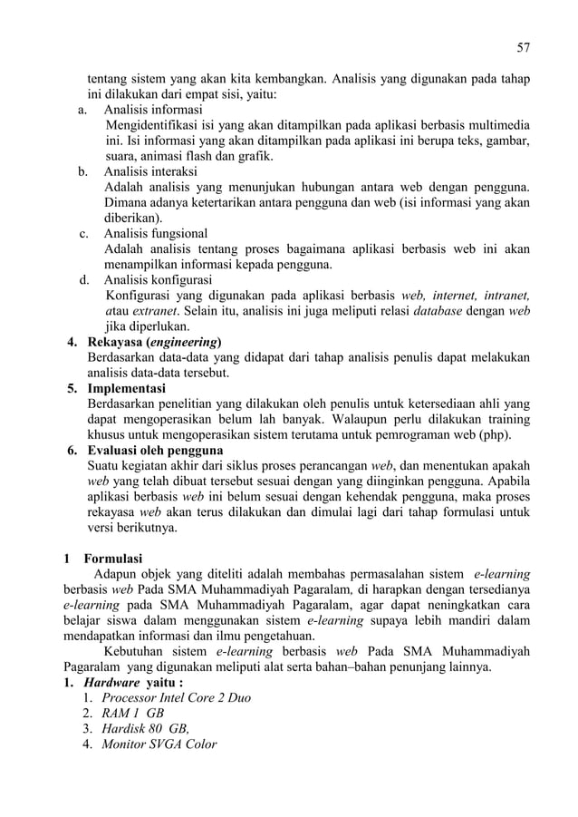 Sistem E-learning Berbasis Web Pada SMA Muhammadiyah Pagaralam | PDF