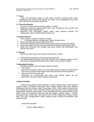 Jurnal sistem pakar penyakit kulit dengan menggunakan metode certainty ...