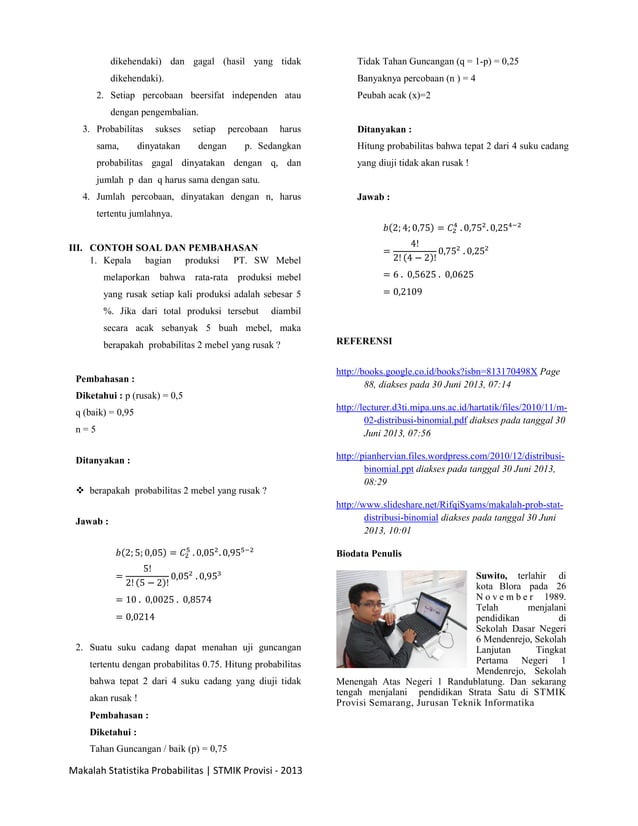 Jurnal distribusi binomial | PDF