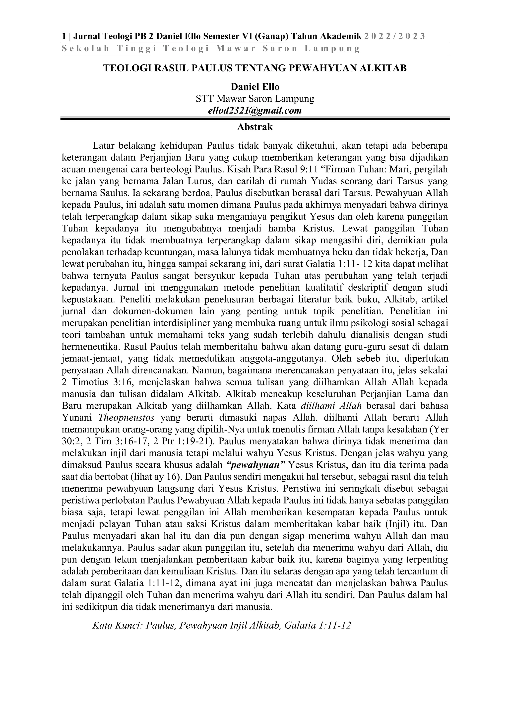 JURNAL ELLO TPB 2 -TEOLOGI RASUL PAULUS TENTANG PEWAHYUAN ALKITAB.pdf