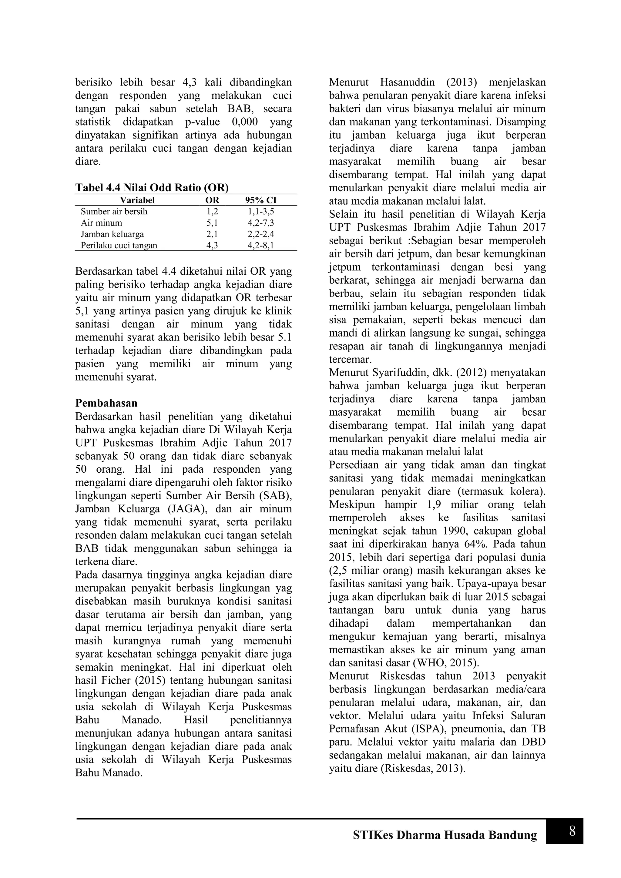 Jurnal faktor risiko diare pada klinik sanitasi | PDF