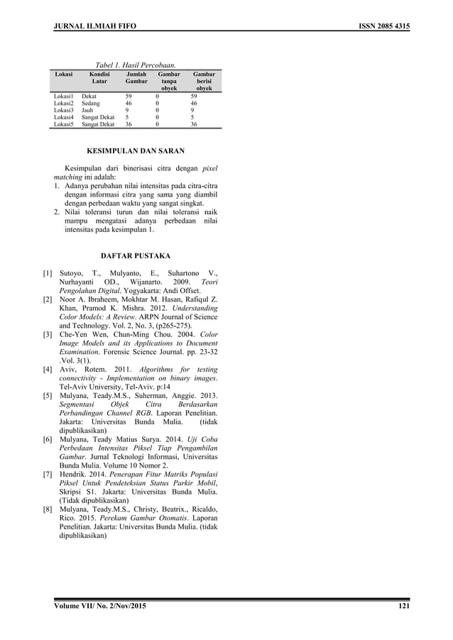 Binarisasi Citra Menggunakan Pencocokan Piksel | PDF