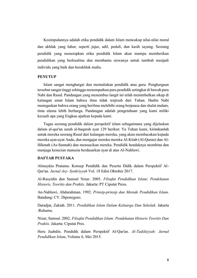 Hakikat Pendidik dalam Islam | PDF