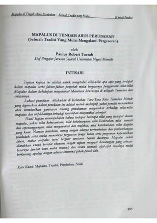 Mapalus di Tengah Arus Perubahan | PDF