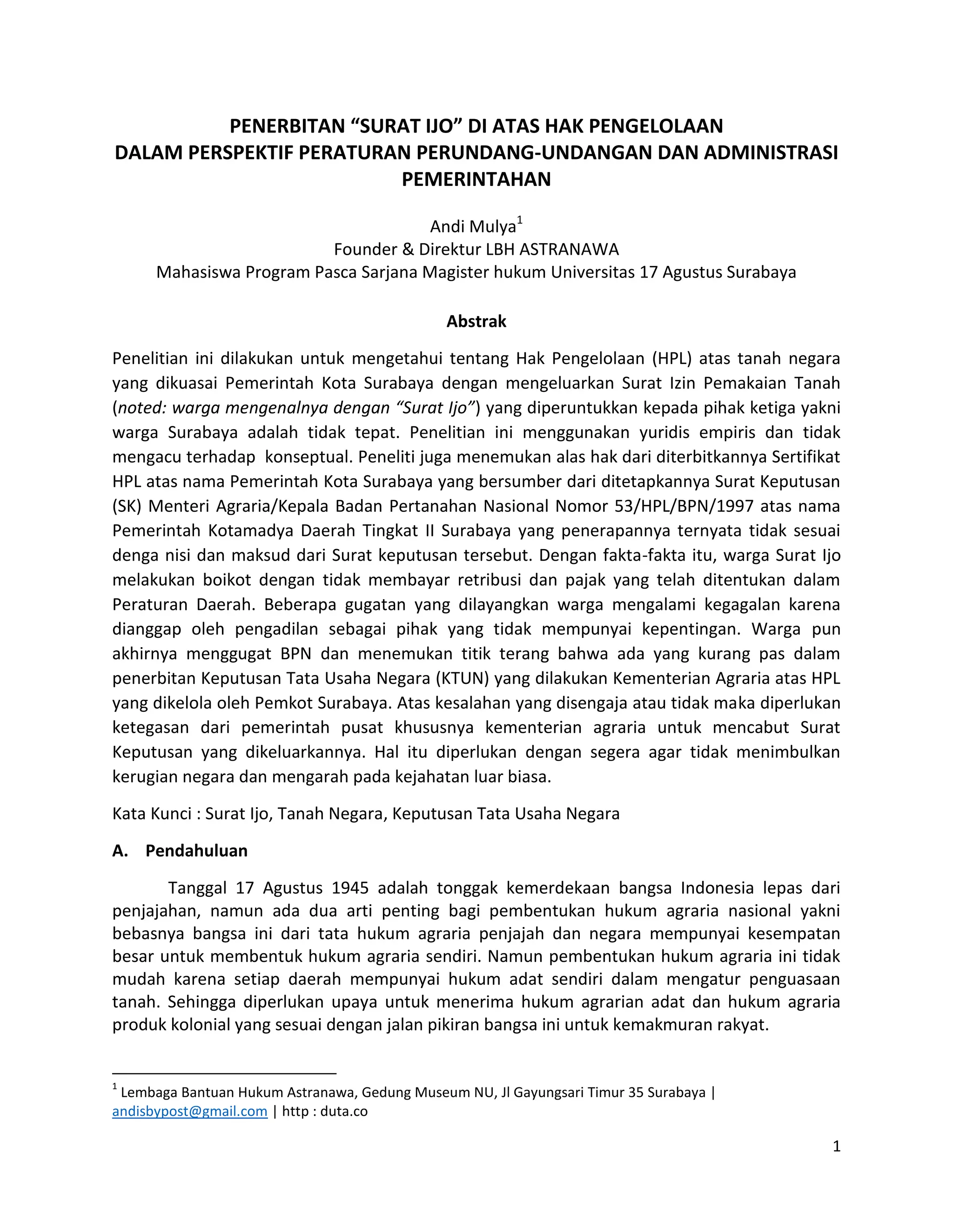 Jurnal hukum surat ijo by andi mulya (1) | PDF