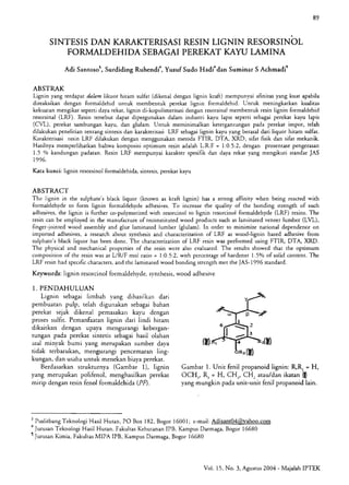 SINTESIS DAN KARAKTERISASI RESIN LIGNIN RESORSINOL FORMALDEHIDA SEBAGAI ...