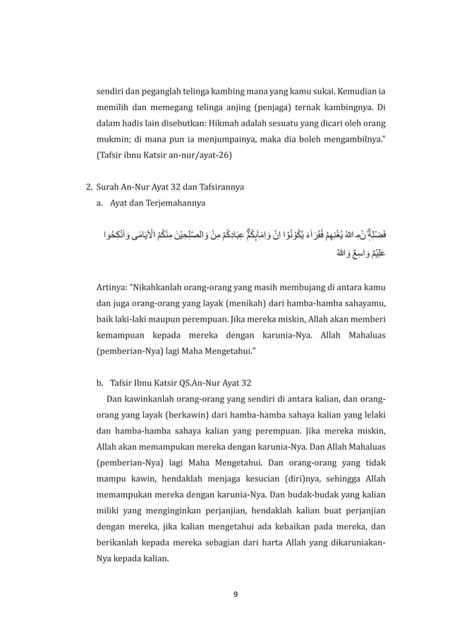 "Jodoh Menurut Prespektif Al-Quran" (Kajian Tasir Ibnu Katsir Surah An-Nur ayat 26 dan 32 dan ...