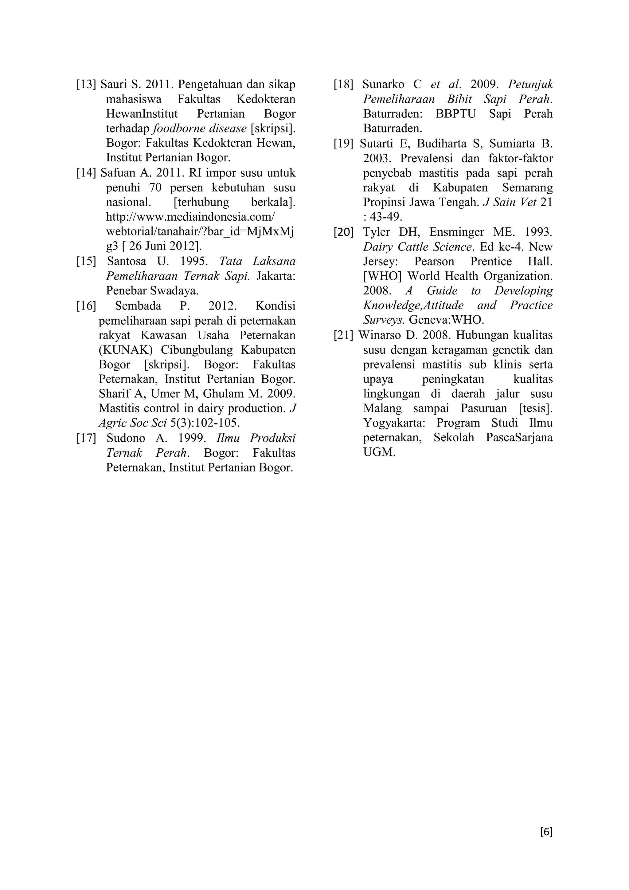 Hubungan karakteristik peternak terhadap kejadian penyakit mastitis ...