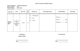 JURNAL KELAS 3 TEMA 1 sub tema 1 bahasa Indonesia | DOCX