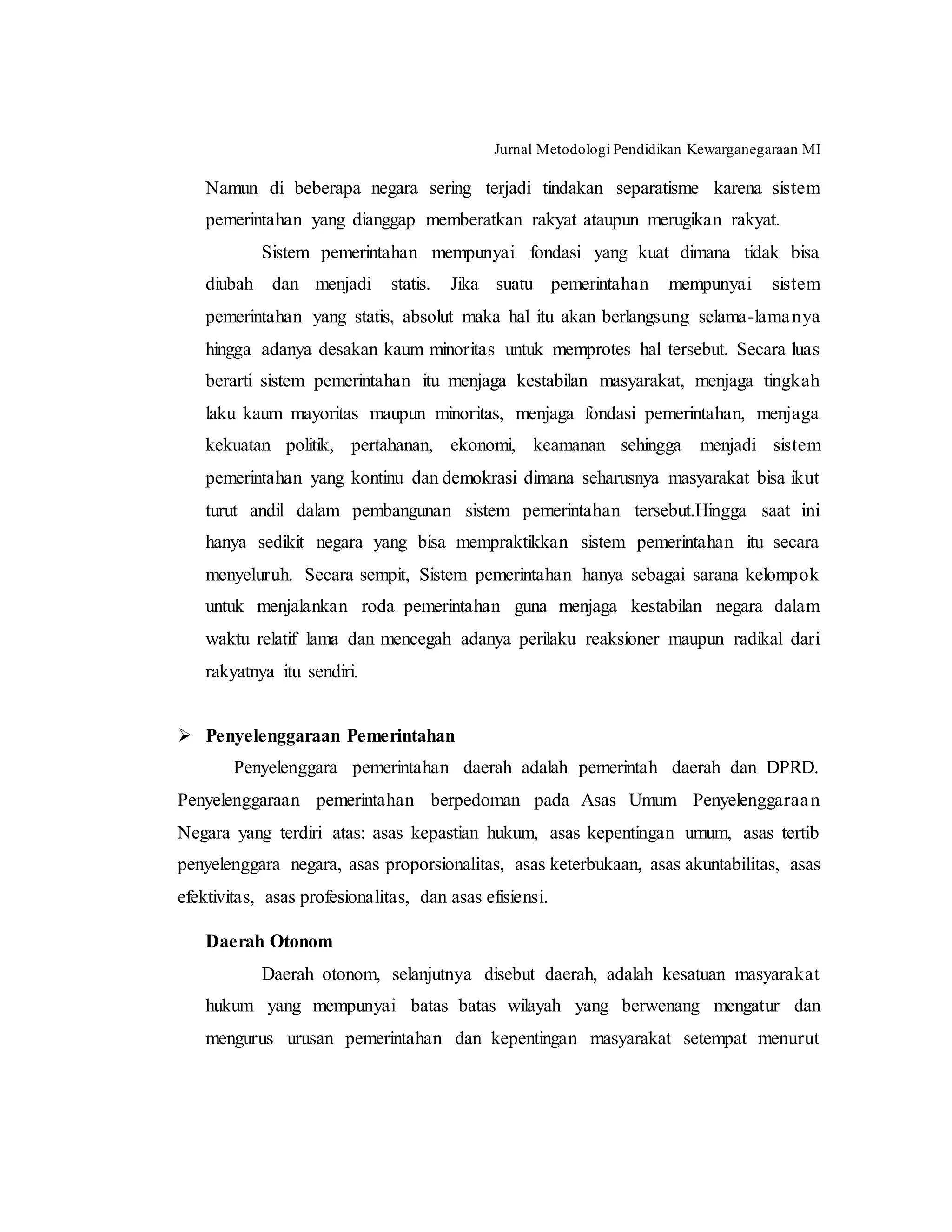 HUBUNGAN OTONOMI DAERAH DAN SISTEM PEMERINTAHAN DI INDONESIA | PDF