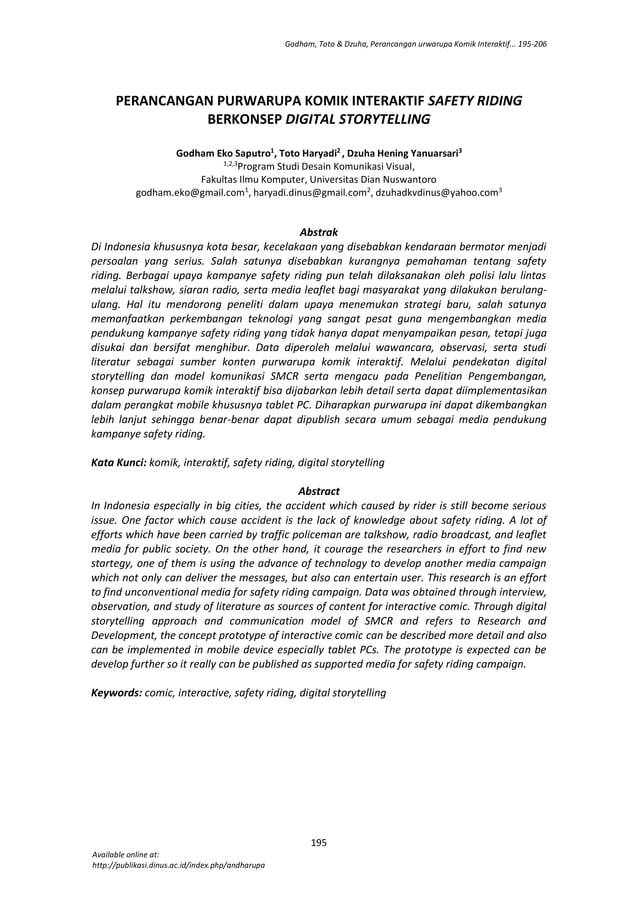 Purwarupa Komik Interaktif Safety Riding Berkonsep Digital Storytelling ...