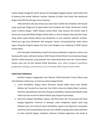 JURNAL KOMODIFIKASI PEMBERITAAN ATAS FENOMENA SCBD CITAYEM FASHION WEEK ...