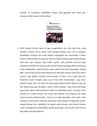 JURNAL KOMODIFIKASI PEMBERITAAN ATAS FENOMENA SCBD CITAYEM FASHION WEEK ...