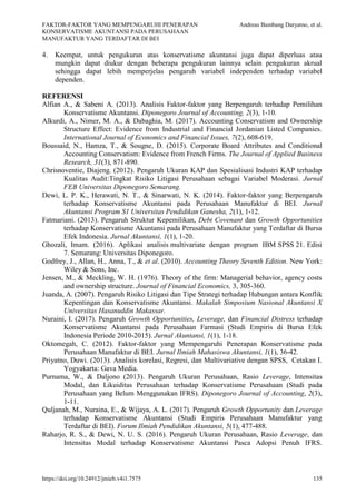 FAKTOR-FAKTOR YANG MEMPENGARUHI PENERAPAN KONSERVATISME AKUNTANSI PADA PERUSAHAAN MANUFAKTUR ...