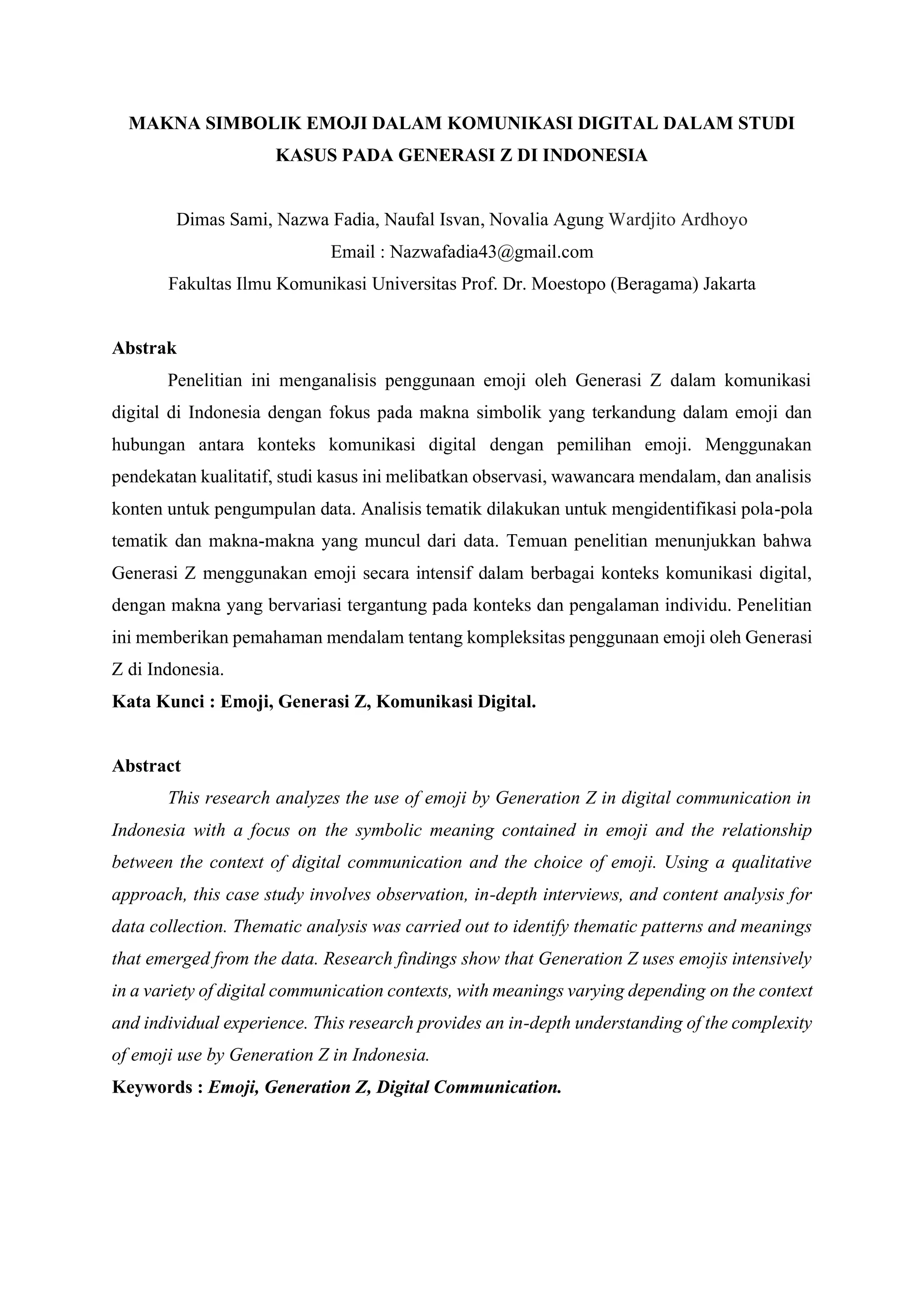 JURNAL MAKNA SIMBOLIK EMOJI DALAM KOMUNIKASI DIGITAL DALAM STUDI KASUS PADA GENERASI Z DI ...