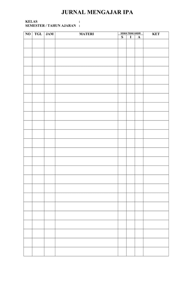 Jurnal mengajar ipa | DOC