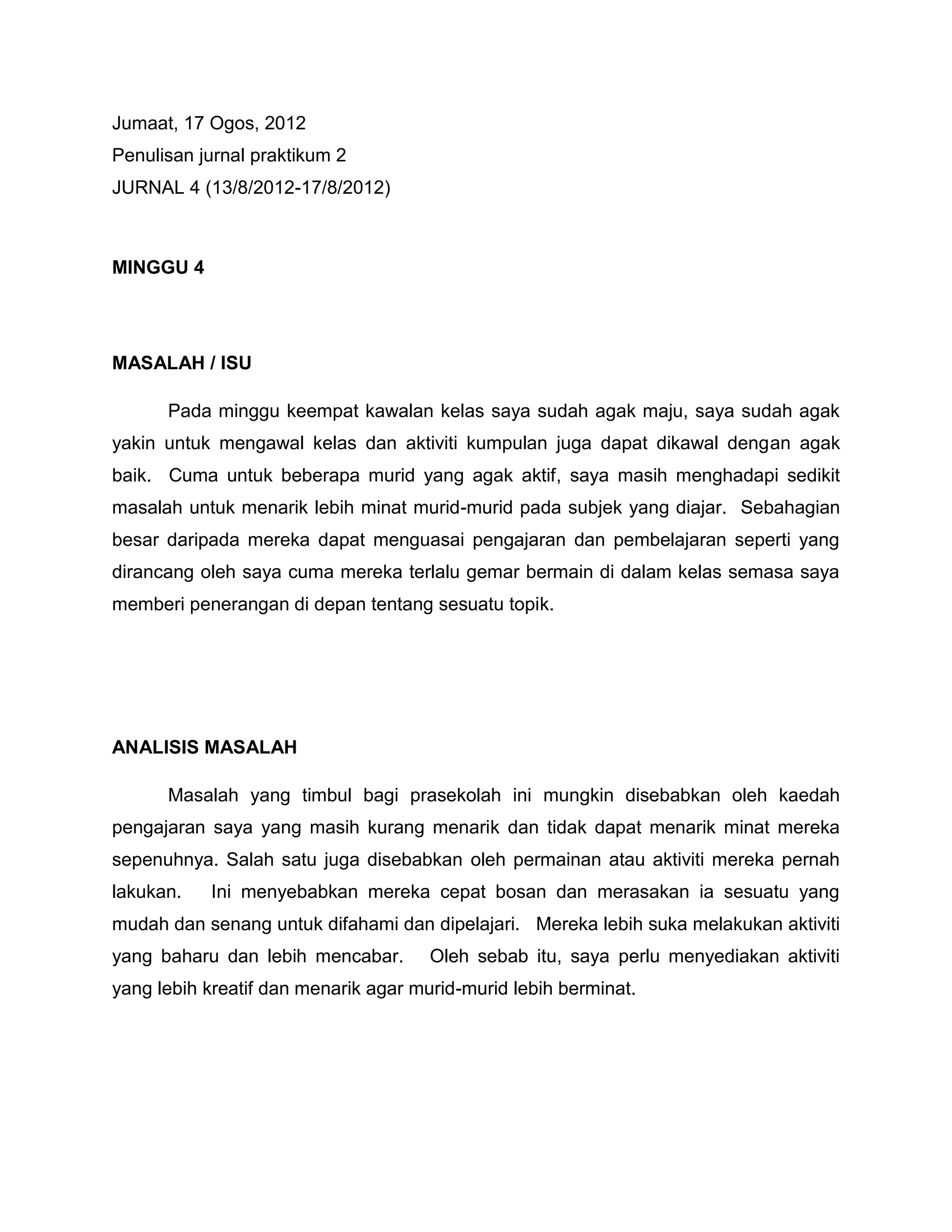 Jurnal minggu 4 | DOCX