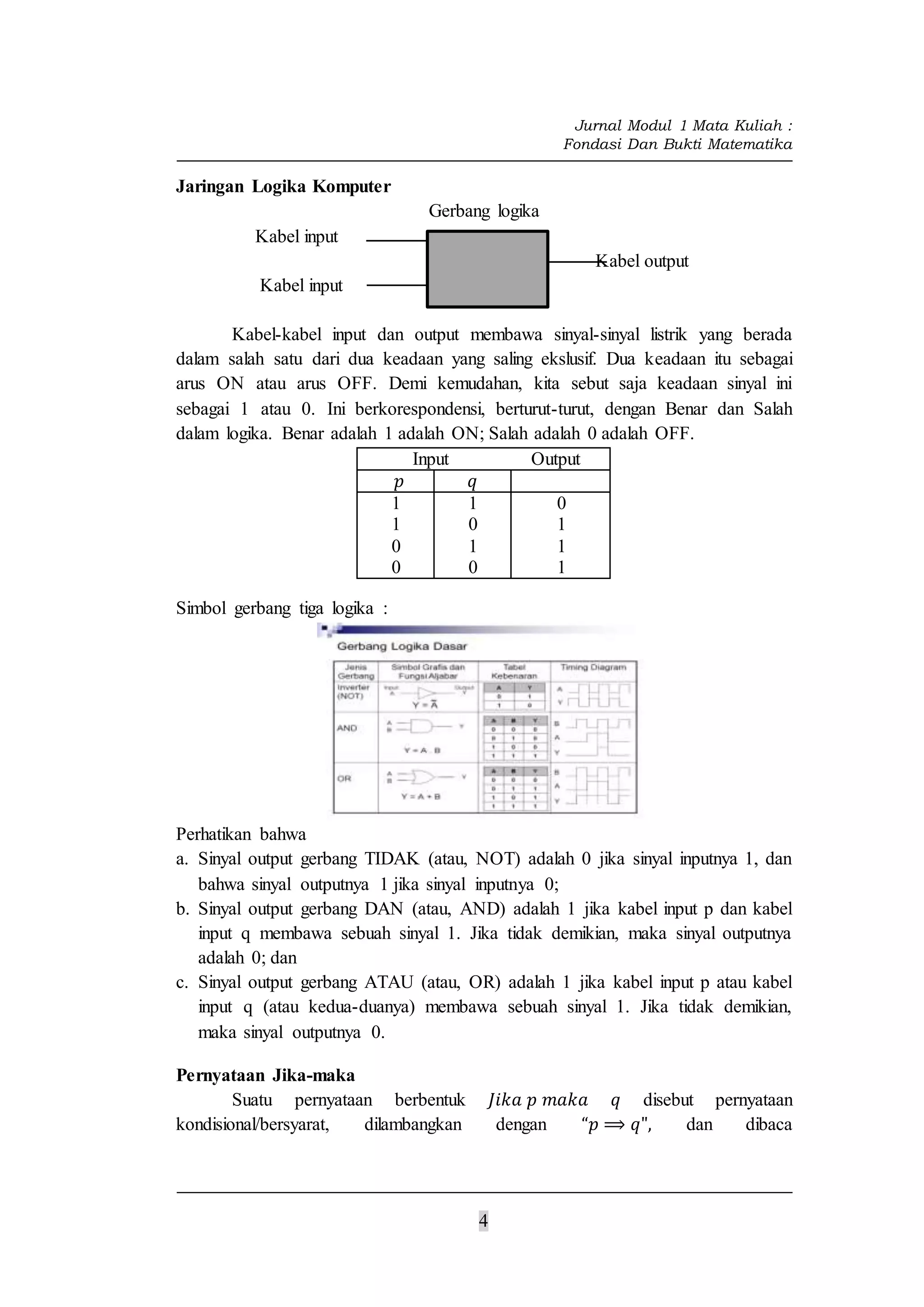 Jurnal modul 1 logika matematika | DOCX
