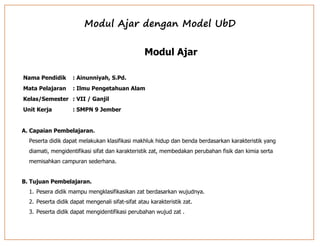 JURNAL PEMBELAJARAN PENERAPAN UBD DALAM RANCANGAN MODUL AJAR IPA | PDF
