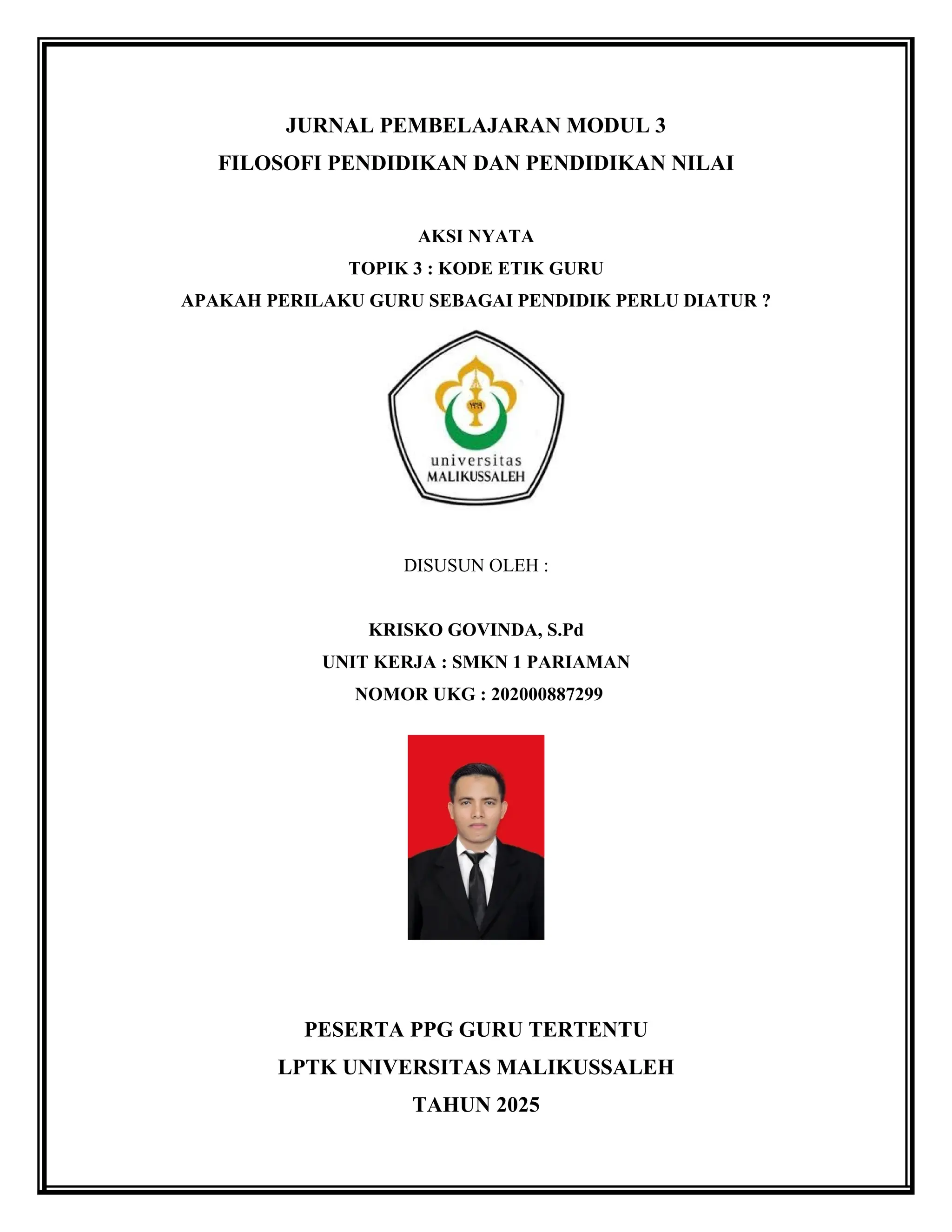 JURNAL PEMBELAJARAN MODUL 3 AKSI NYATA KODE ETIK GURU.docx