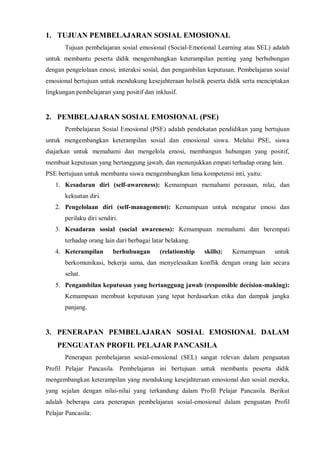 JURNAL PEMBELAJARAN SOSIAL EMOSIONAL (PSE) | PDF