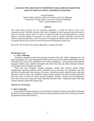 ANALISIS PENCARIAN RUTE TERPENDEK PADA JARINGAN KOMPUTER DENGAN ...