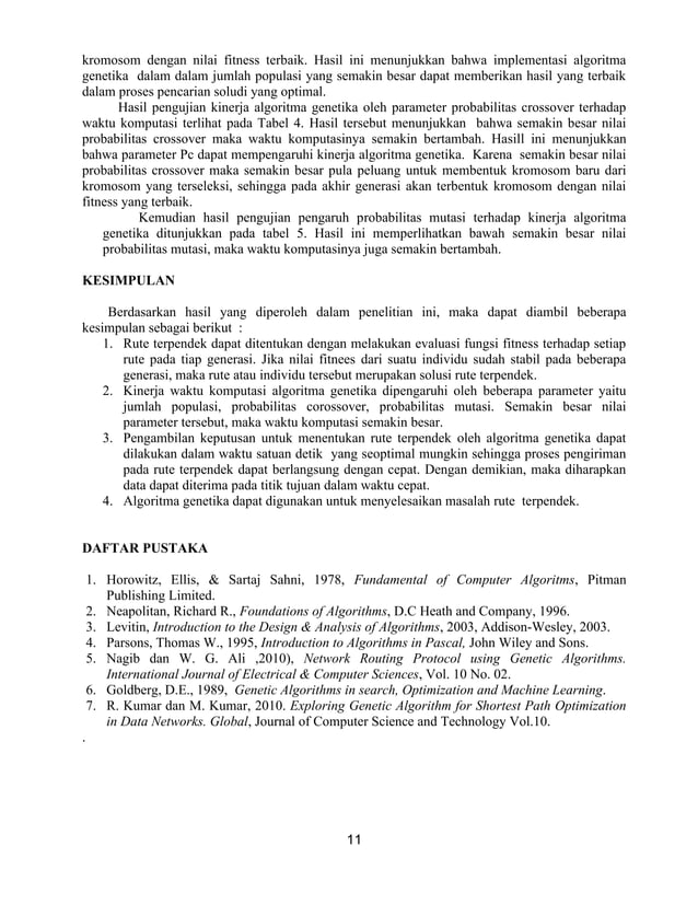 ANALISIS PENCARIAN RUTE TERPENDEK PADA JARINGAN KOMPUTER DENGAN MENGGUNAKAN ALGORITMA GENETIKA | PDF