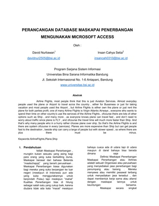 Jurnal perancangan database maskapai penerbangan menggunakan microsoft ...