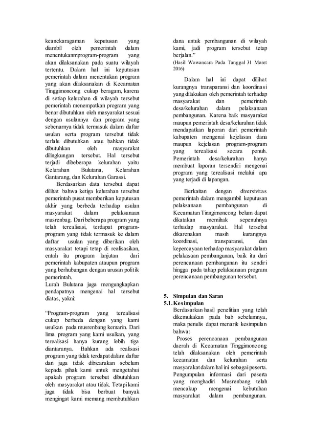 Jurnal perencanaan partisipatif dalam proses pembangunan | PDF