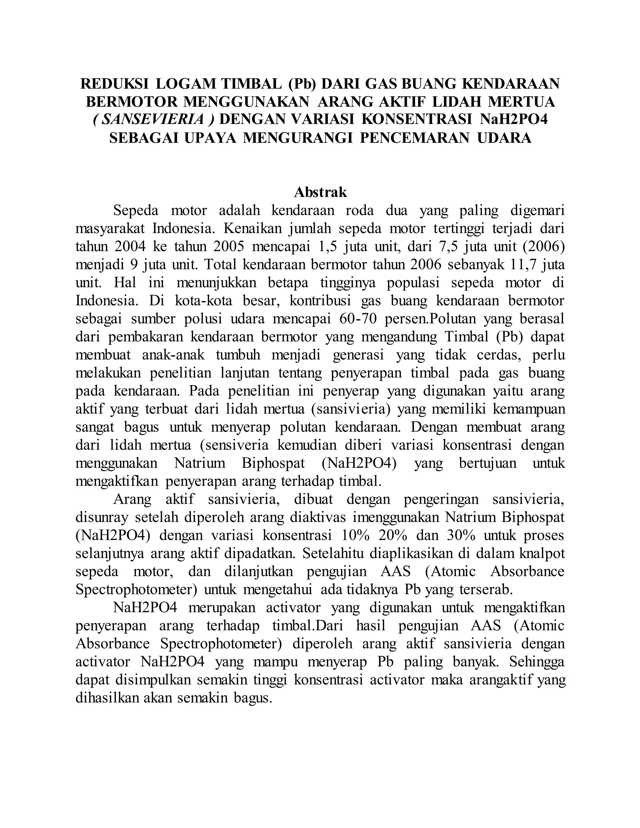 Jurnal Reduksi Logam Timbal Pdf