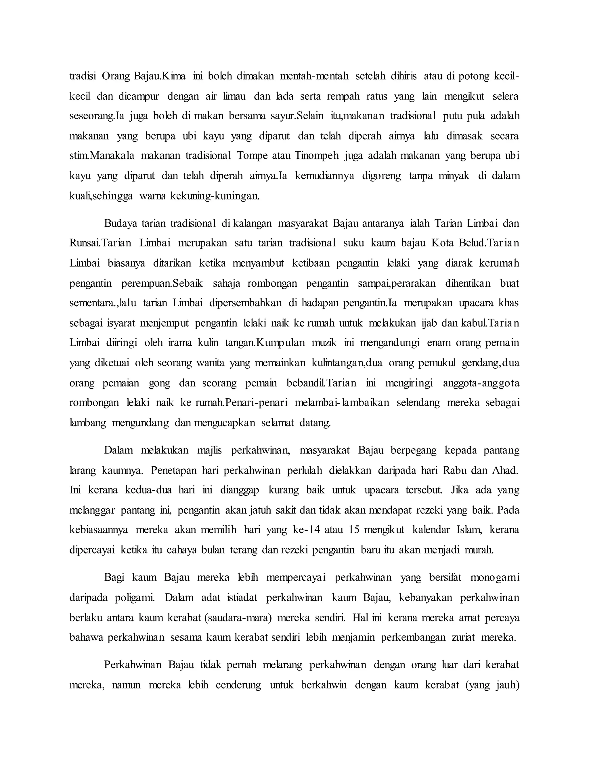 Jurnal reflektif suku kaum bajau | DOCX