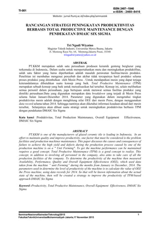 Jurnal PRODUKTIVITAS OEE | PDF