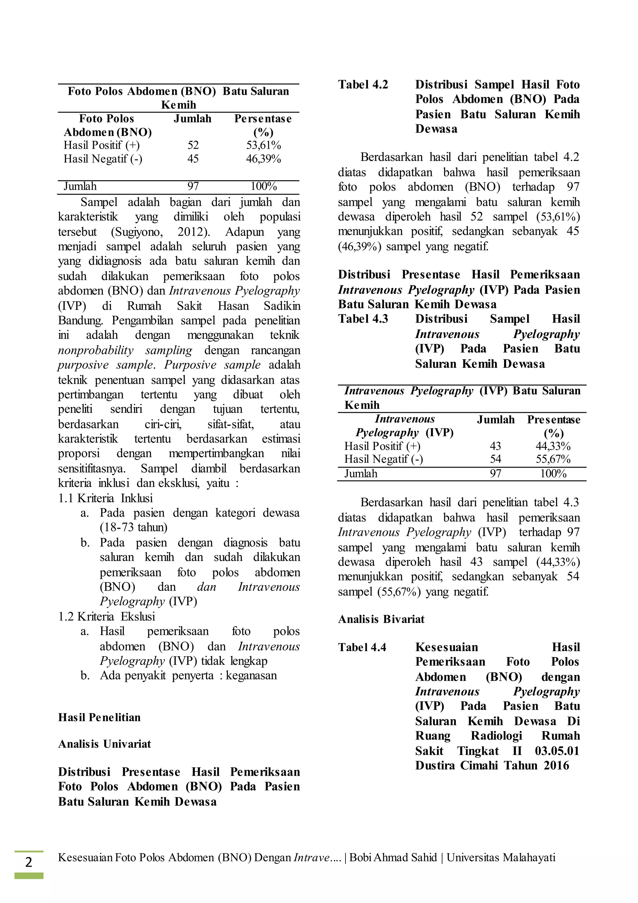 JURNAL FOTO POLOS (BNO) INTRAVENOUS PYELOGRAPHY (IVP) | DOCX