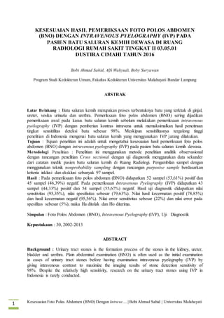 JURNAL FOTO POLOS (BNO) INTRAVENOUS PYELOGRAPHY (IVP) | DOCX