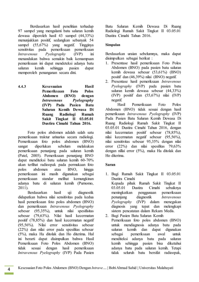 JURNAL FOTO POLOS (BNO) INTRAVENOUS PYELOGRAPHY (IVP) | DOCX