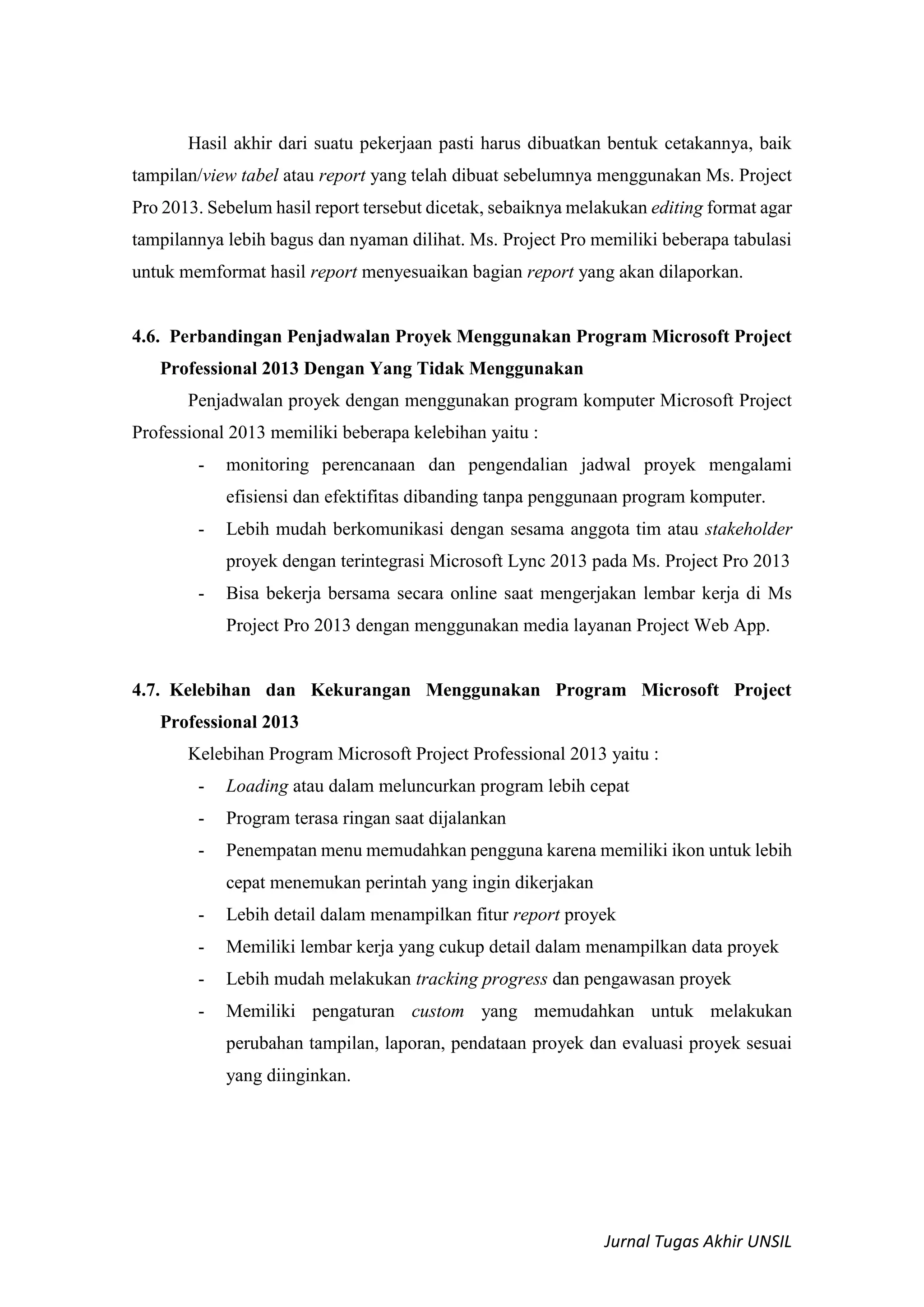 Jurnal Microsoft Project Professional 2013 Dalam Pengelolaan Proyek | PDF