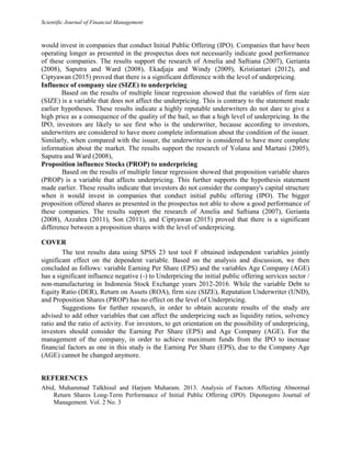 IPO underpricing analysis in Indonesia during 2012-2016 | PDF