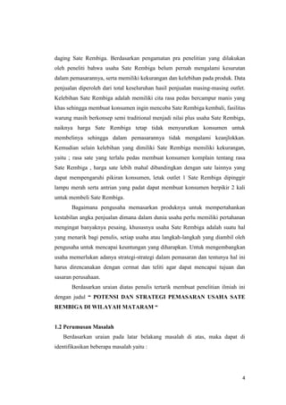 Jurnal Artiska Potensi Dan Strategi Pemasaran Usaha Sate Rembiga Di ...