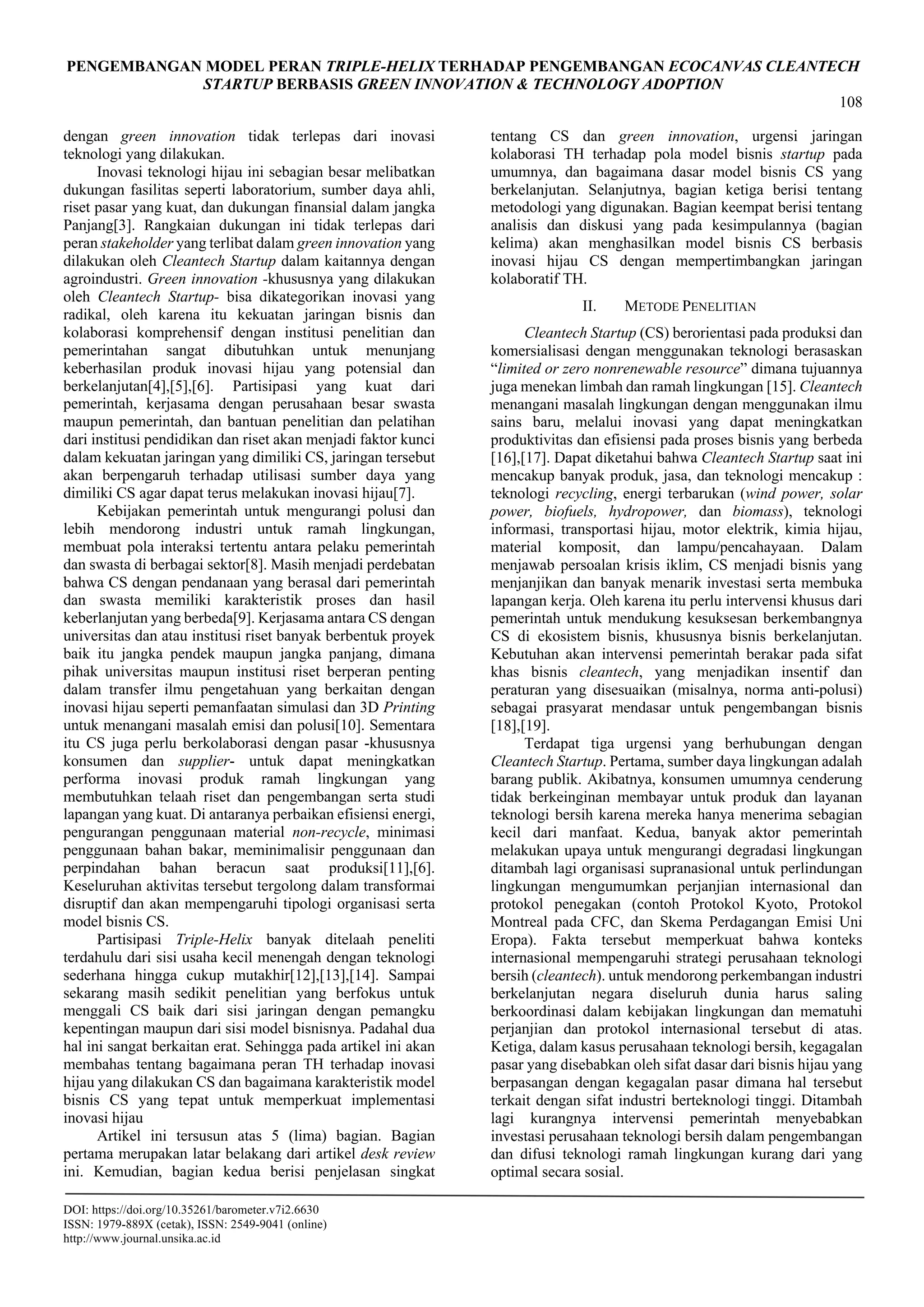 Jurnal Triple helix green untuk menunjang kegiatan pafer les | PDF