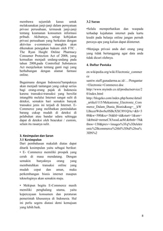 Mekanisme Electronic E-Commerce Dalam Dunia Bisnis | DOCX