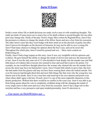 Juror 8 Essay | PDF