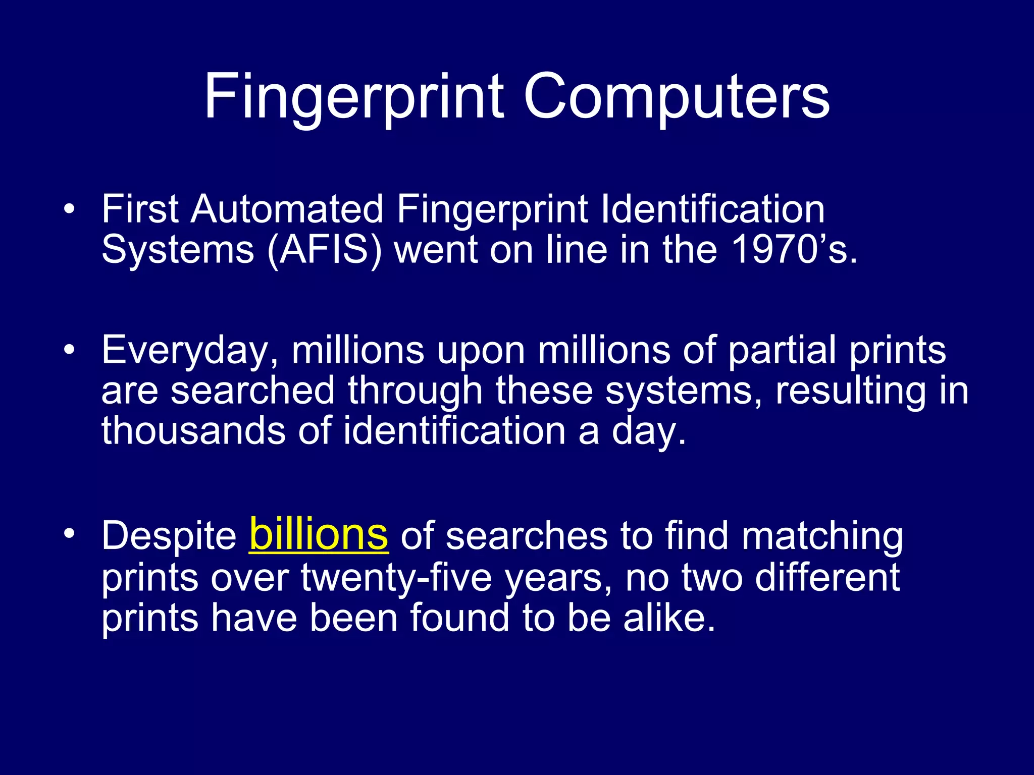 Scientific Foundation of Fingerprint Identification | PPT