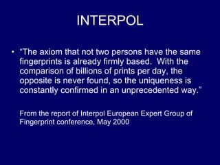 Scientific Foundation of Fingerprint Identification | PPT