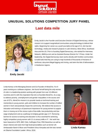 Unusual Solutions Competition Jury Panel | PDF